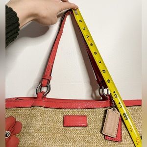 Coach | Bags | Coach Woven Straw Floral Pink Raffia Tote Bag | Poshmark